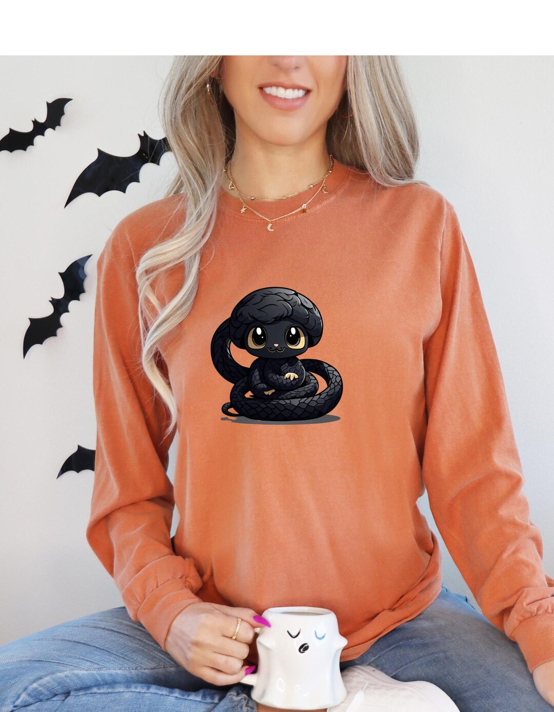 Cute Black Snakes 4 Long Sleeve Tee ,magical Moon Sweater, Mystic Snake ...