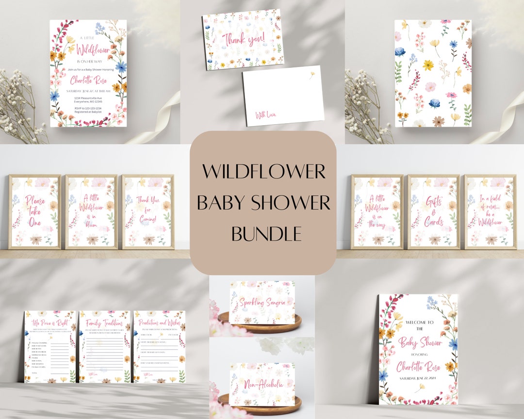 Wildflower Baby Shower Digital Bundle, Wildflower Baby Shower ...