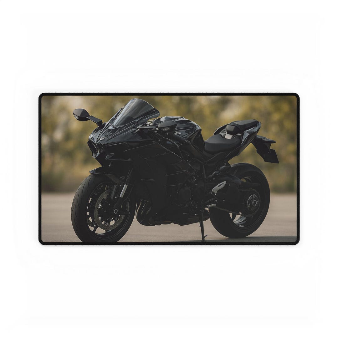 Black Motorcycle Desk Mat: Sleek Gaming Pad, Home Office Decor - Etsy