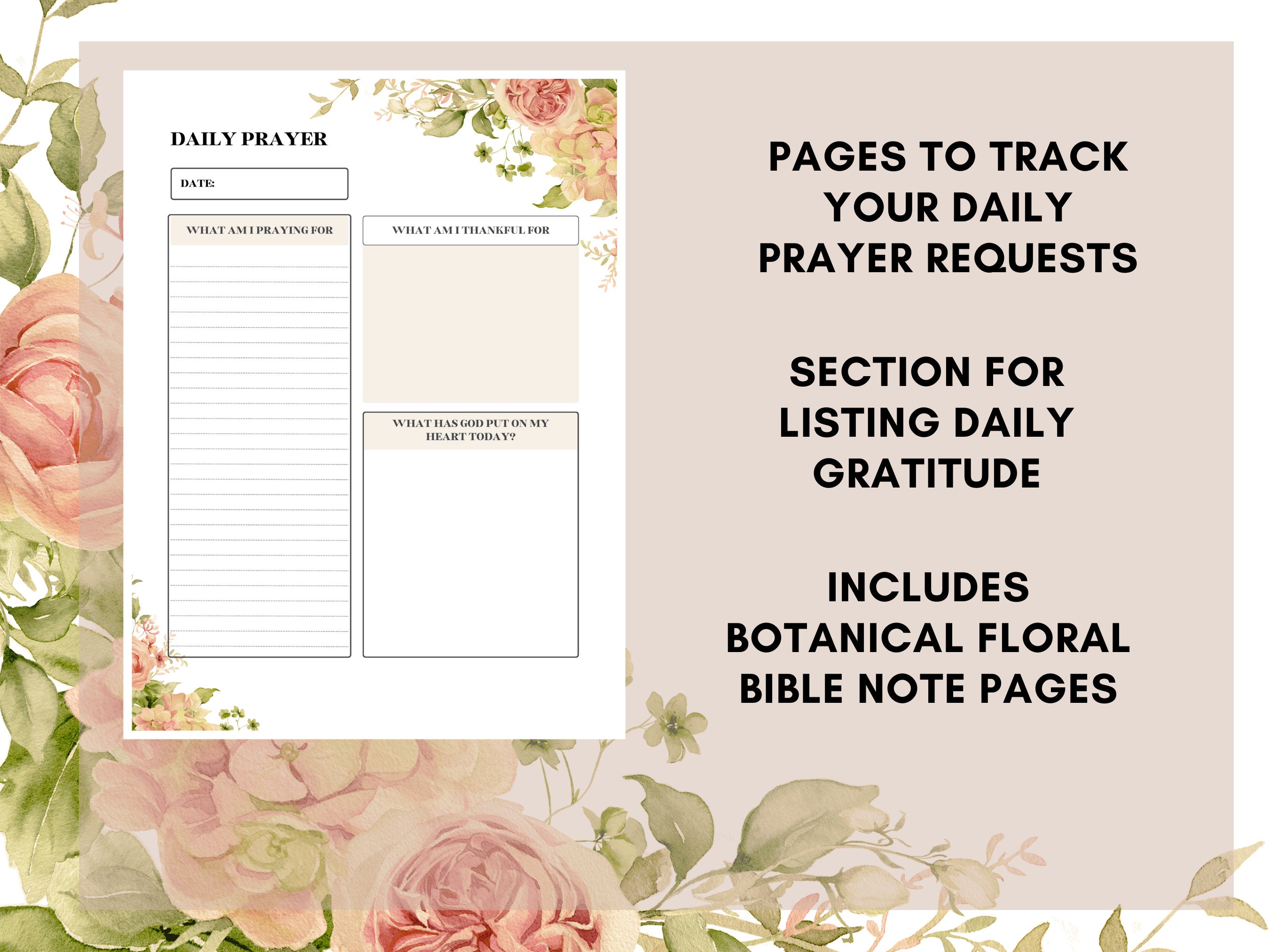 Bible Study Note Pages: A Beautiful Set of Botanical Floral Bible Study ...