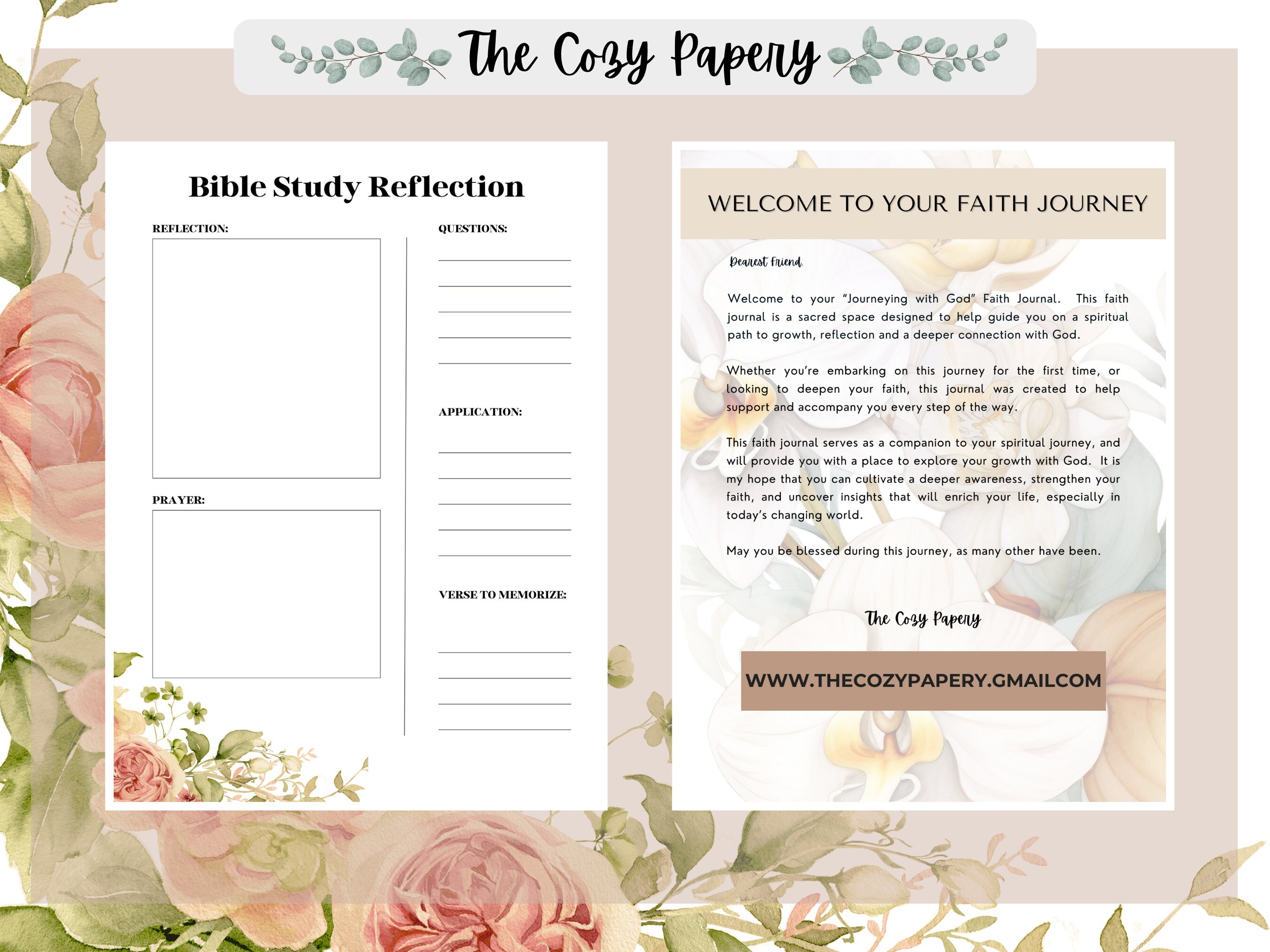 Bible Study Note Pages: A Beautiful Set of Botanical Floral Bible Study ...