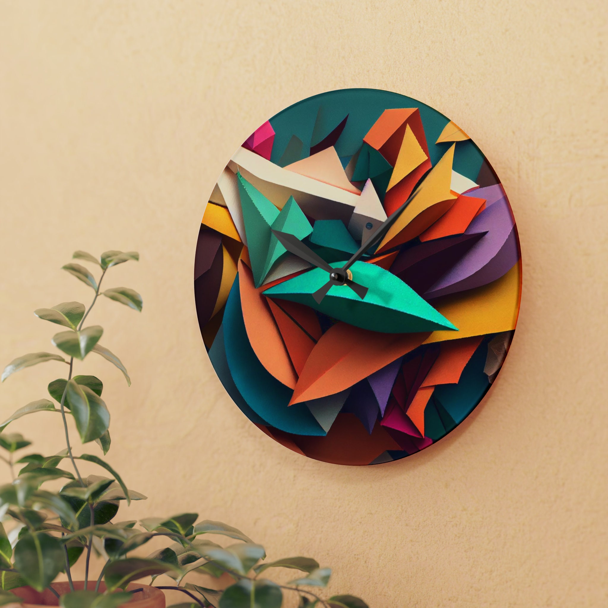 Modern Abstract Wall Clock Minimalist Drawings Acrylic Wall Clock Color ...