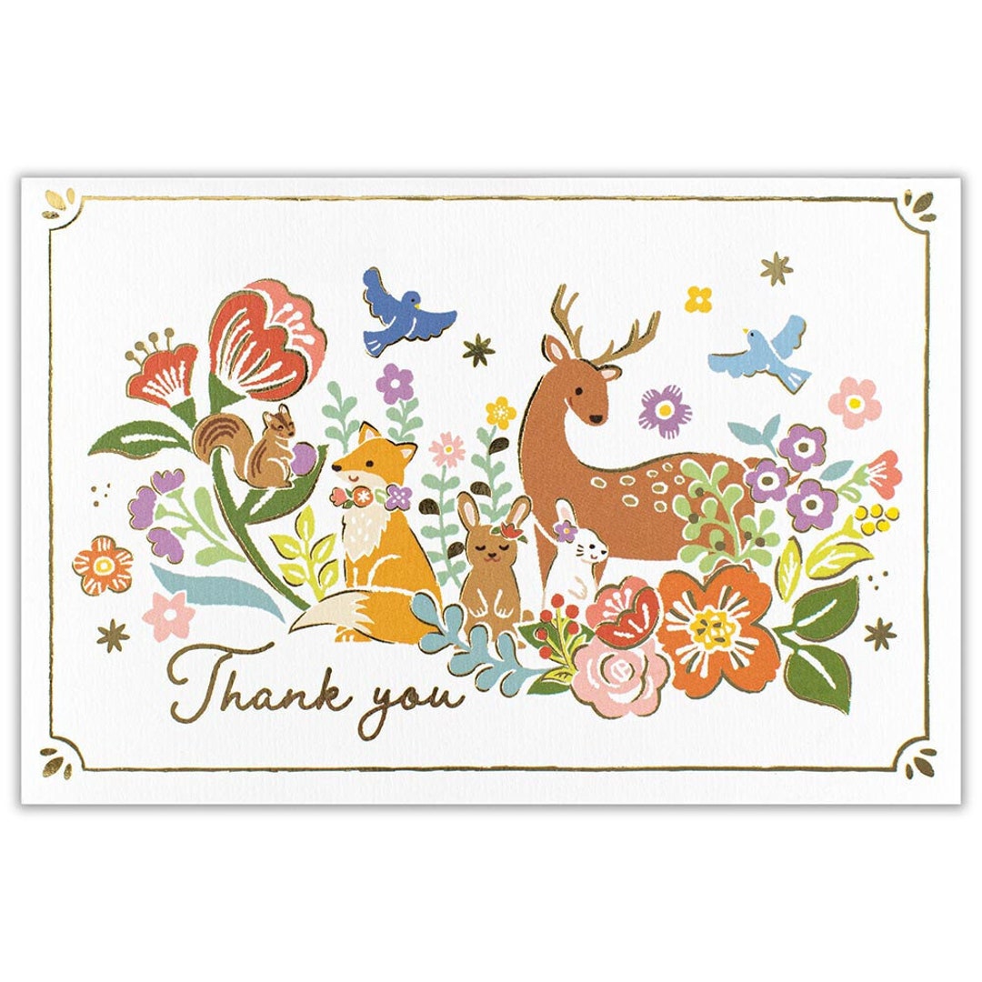 Pop-up 3D Cute Animals Thank You Card Gold Foil - Etsy