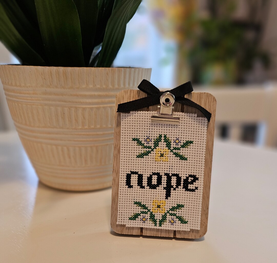 Nope Mini Completed Cross Stitch - Etsy
