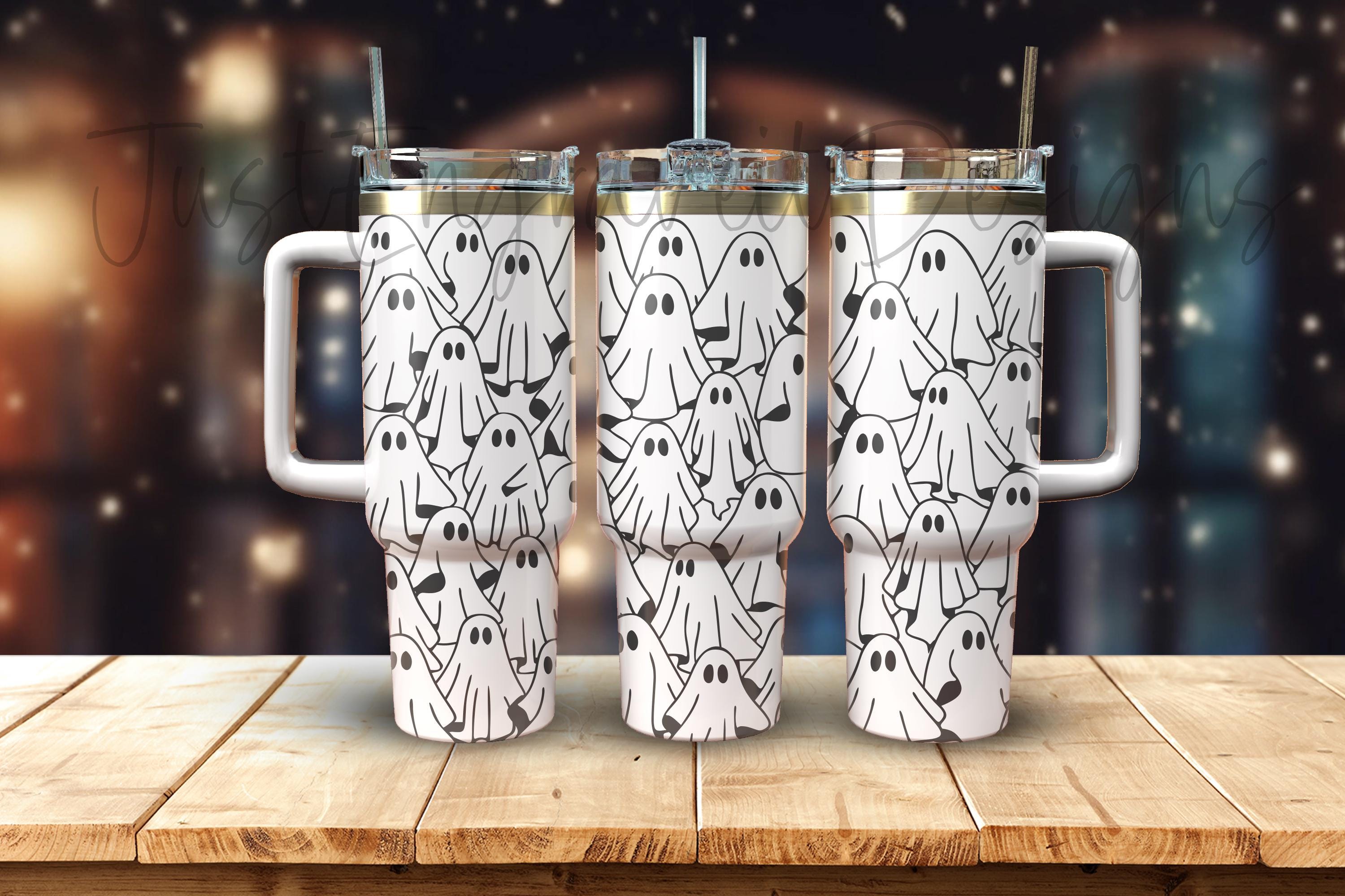 Halloween Ghost Doodles Laser SVG Engraved 40oz Tumbler, Engraved ...