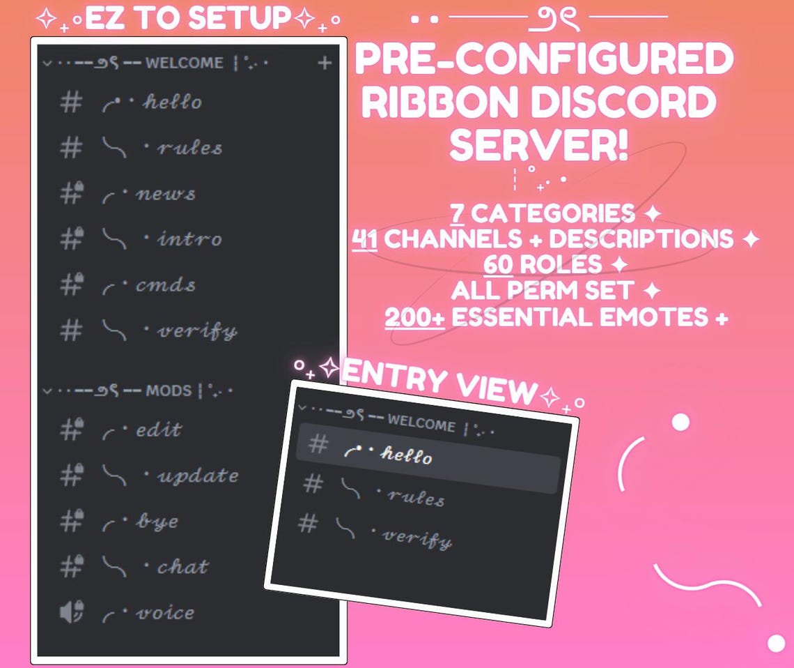 Pre-configured Ribbon Discord Server Template | for Streaming | Gaming ...