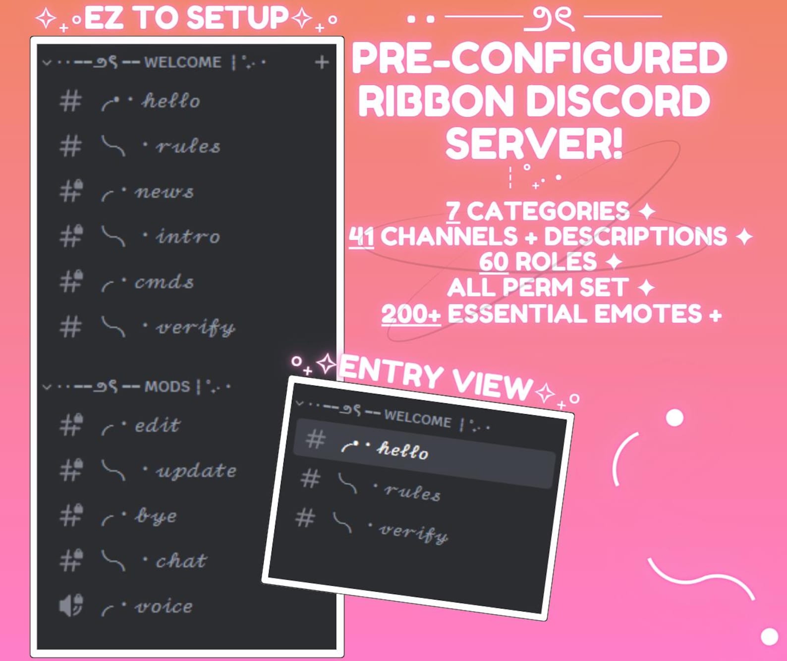 Pre-configured Ribbon Discord Server Template | for Streaming | Gaming ...