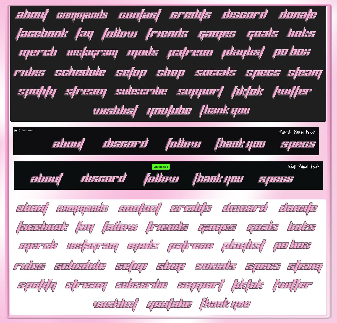 Bubble Gum Stream Pack 64pcs Twitch Kick Overlay Theme Package Camera ...
