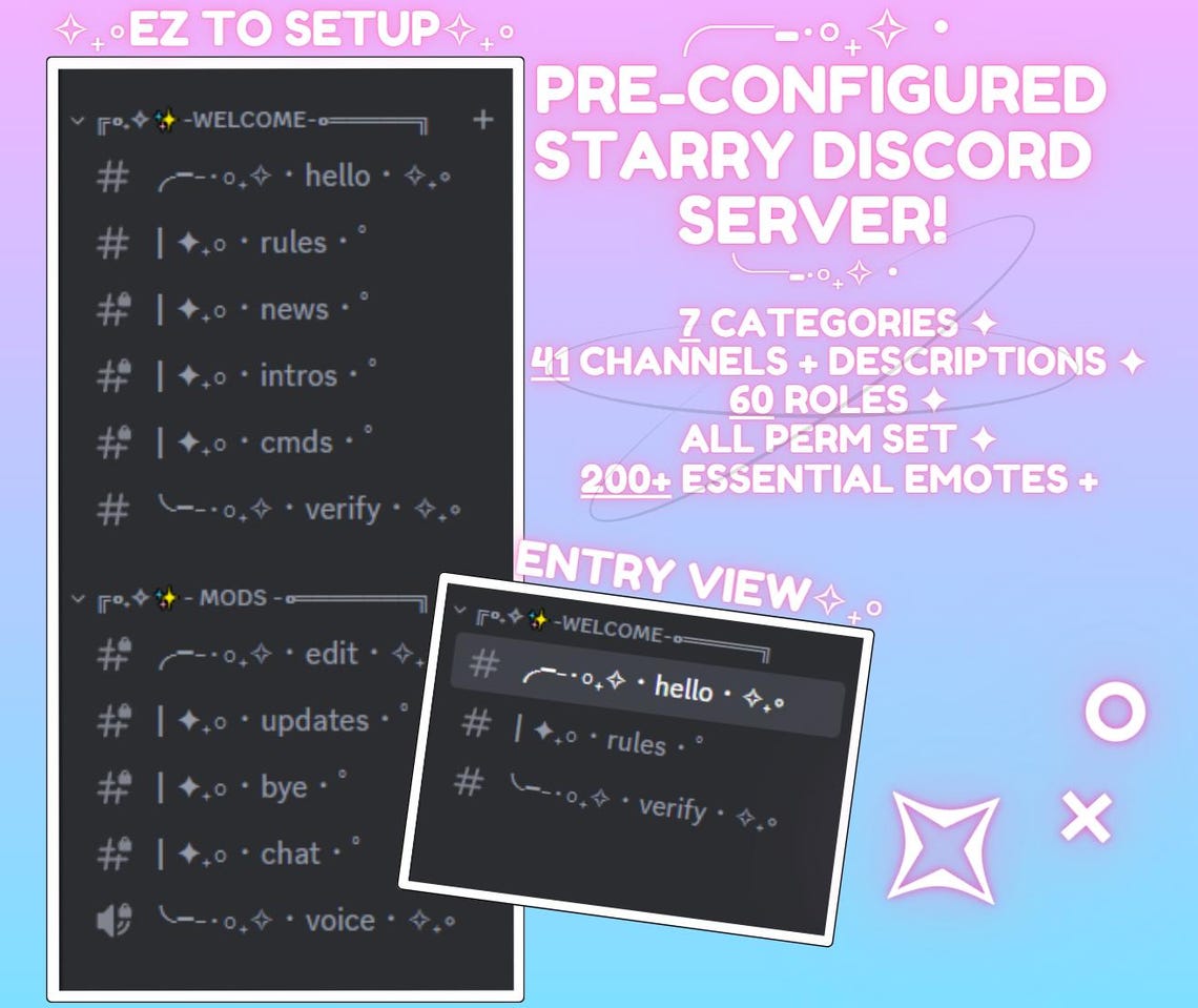 Pre-configured Starry Discord Server Template | for Streaming | Gaming ...