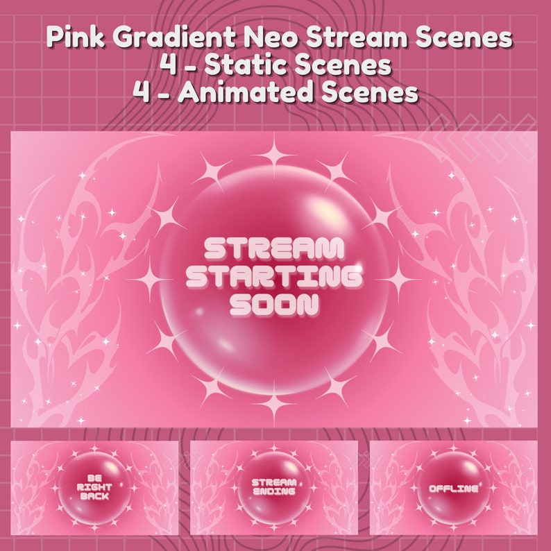 4 Animated & 4 Static Pink Gradient Neo Inspired Stream Screens Scenes ...