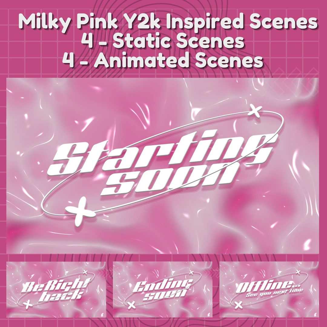 4 Animated & 4 Static Milky Pink Y2k Inspired Stream Screens Scenes ...