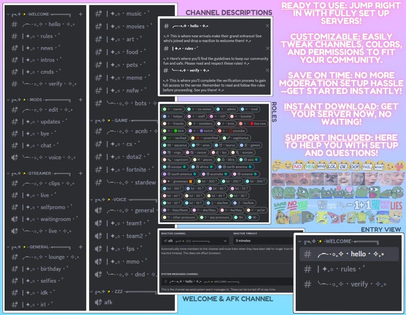 Pre-configured Starry Discord Server Template | for Streaming | Gaming ...