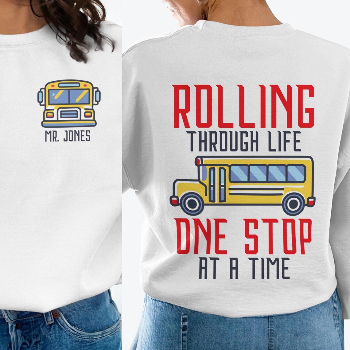 Custom School Bus Driver Sweatshirt, Personalized Bus Driver Sweatshirt ...