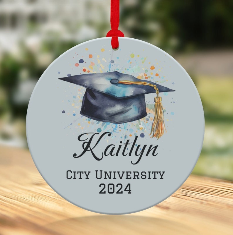 Personalized Graduation Ornament: Watercolor Grad Cap Keepsake - Etsy