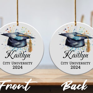 Personalized Graduation Ornament: Watercolor Grad Cap Keepsake - Etsy
