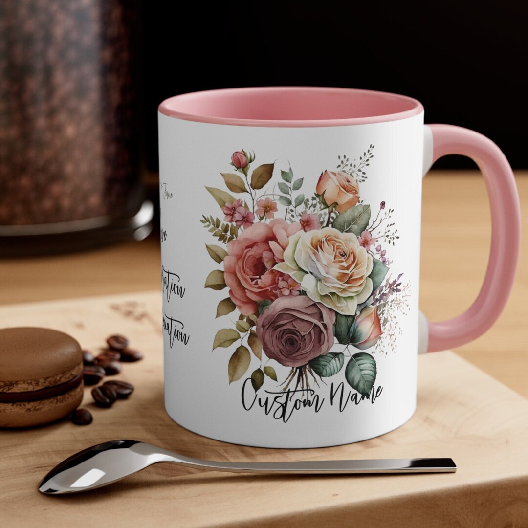 Personalized Birth Month Flower Mug Custom Name Mug T For Birthday