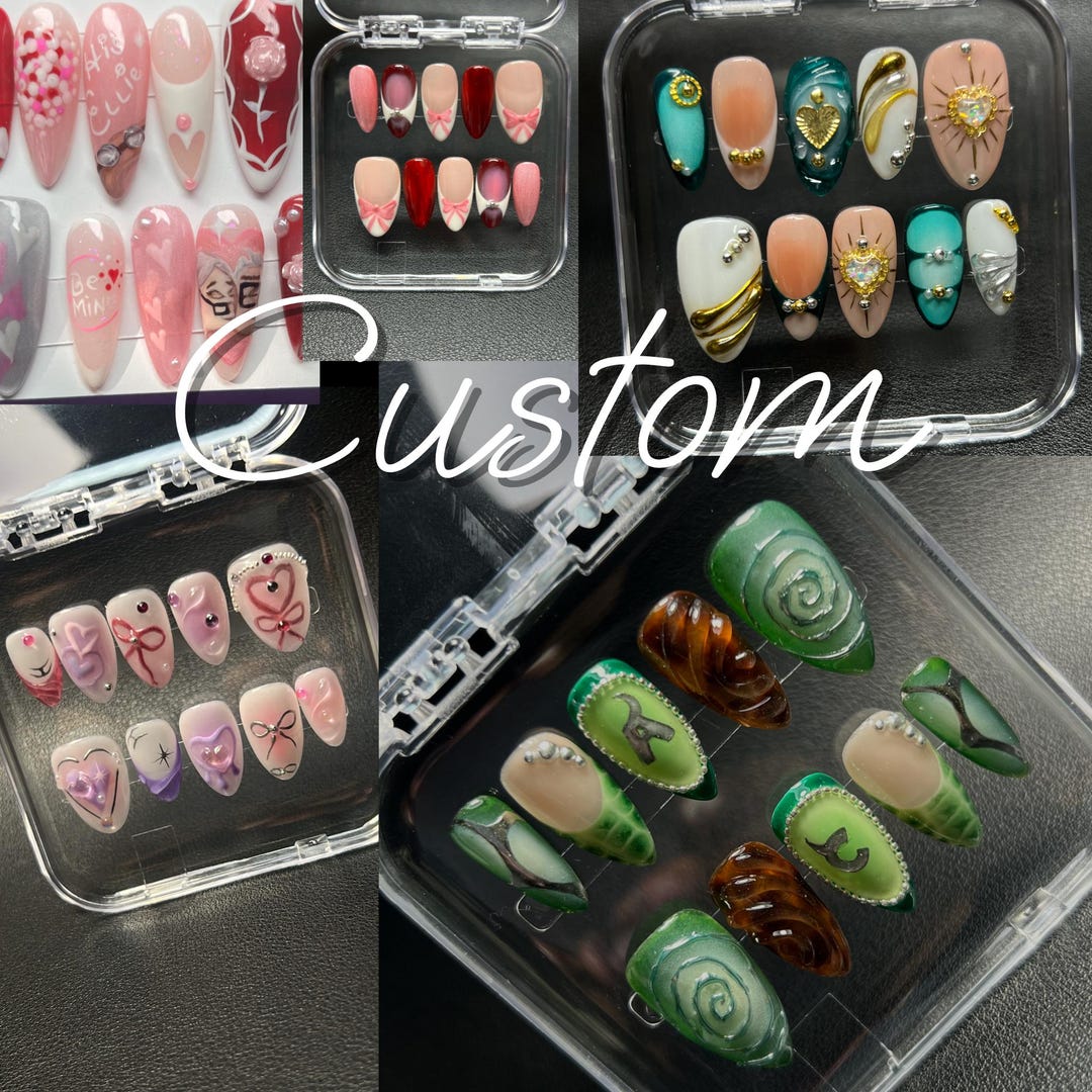 Custom Press Ons| Press-on Nails | Fake Nails | Wedding Nails| Pretty ...