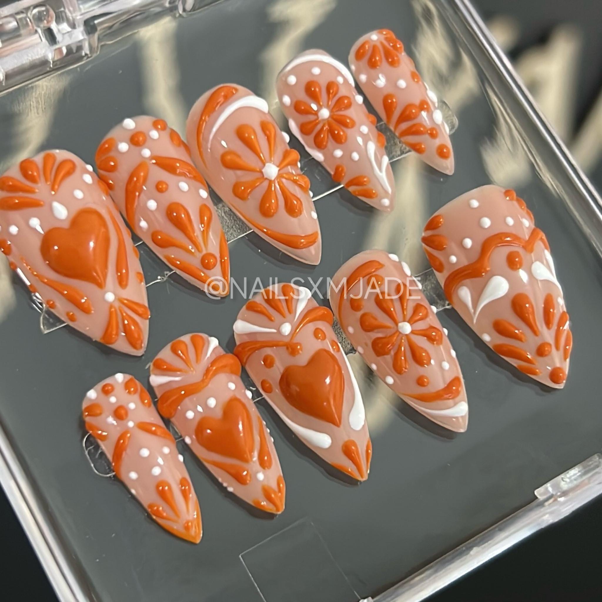 Talavera Nails | Mexican Tile Nails| Barro Nails | Press-ons | Mexican ...