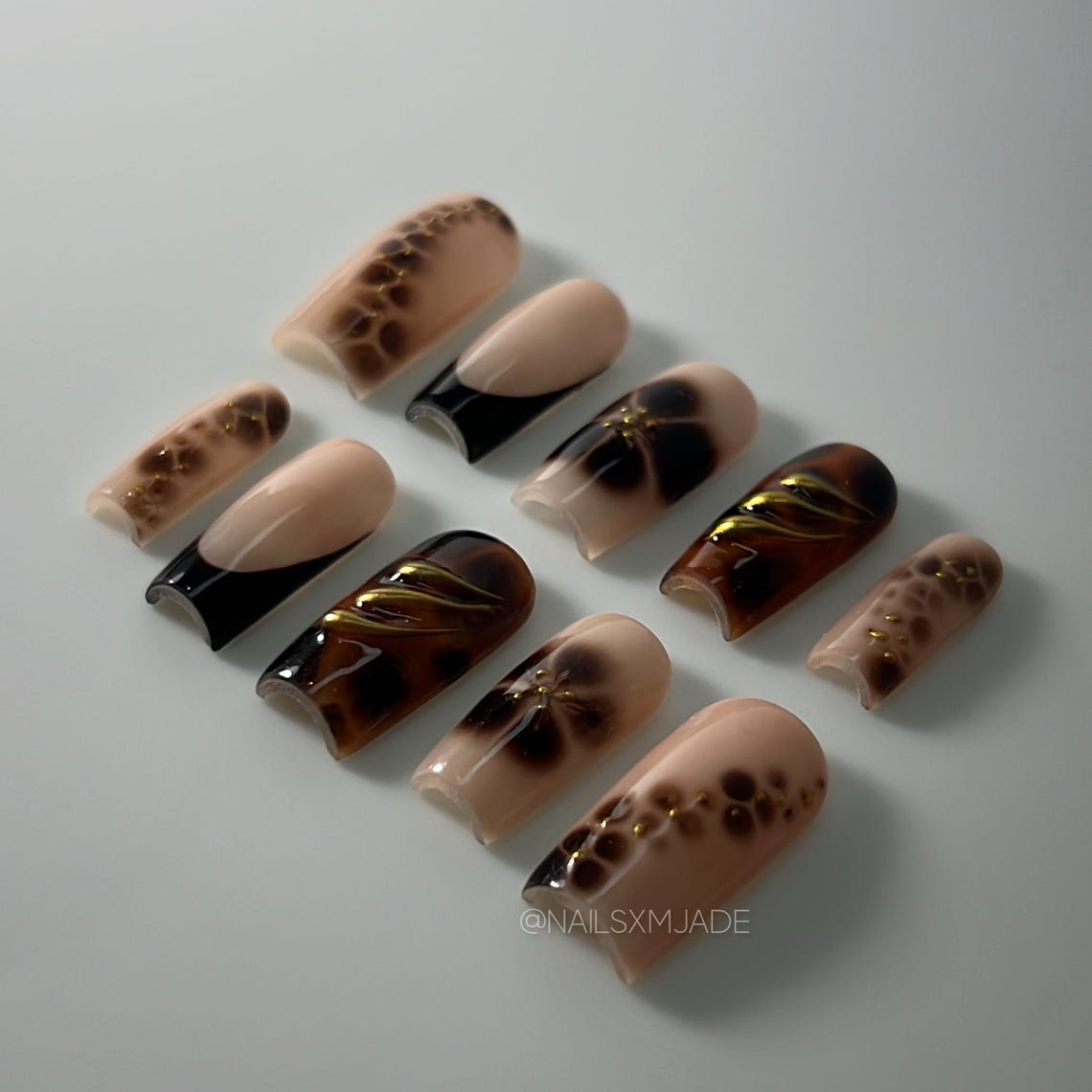Tortoise Shell Press on Nails | Torty | Fall Nails | Custom Nails ...