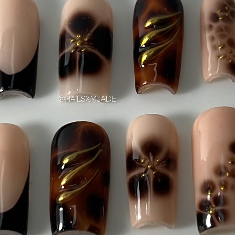 Tortoise Shell Press on Nails | Torty | Fall Nails | Custom Nails ...