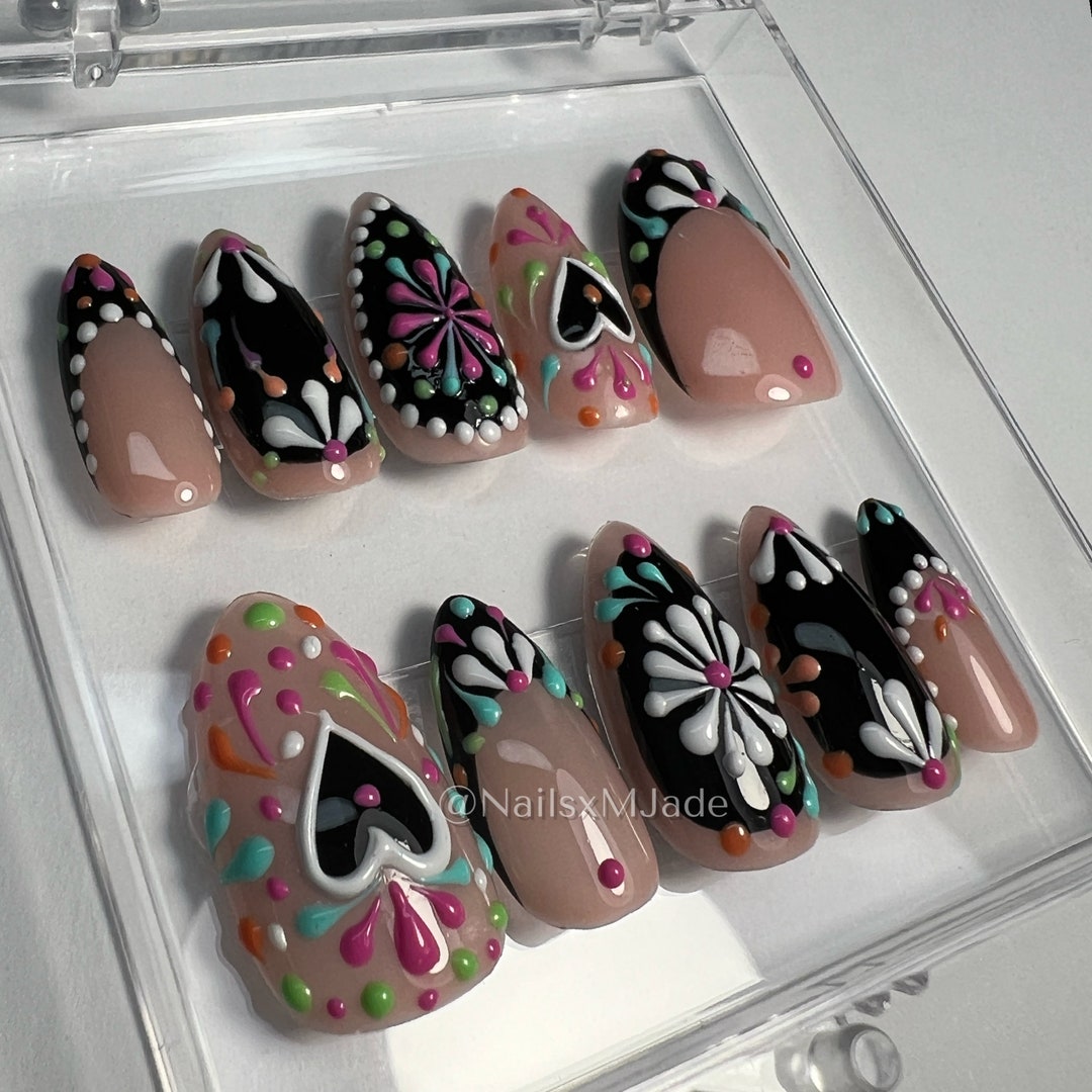 Talavera Press on Nails | Mexican Tile Nails| Press on Nails | Press ...