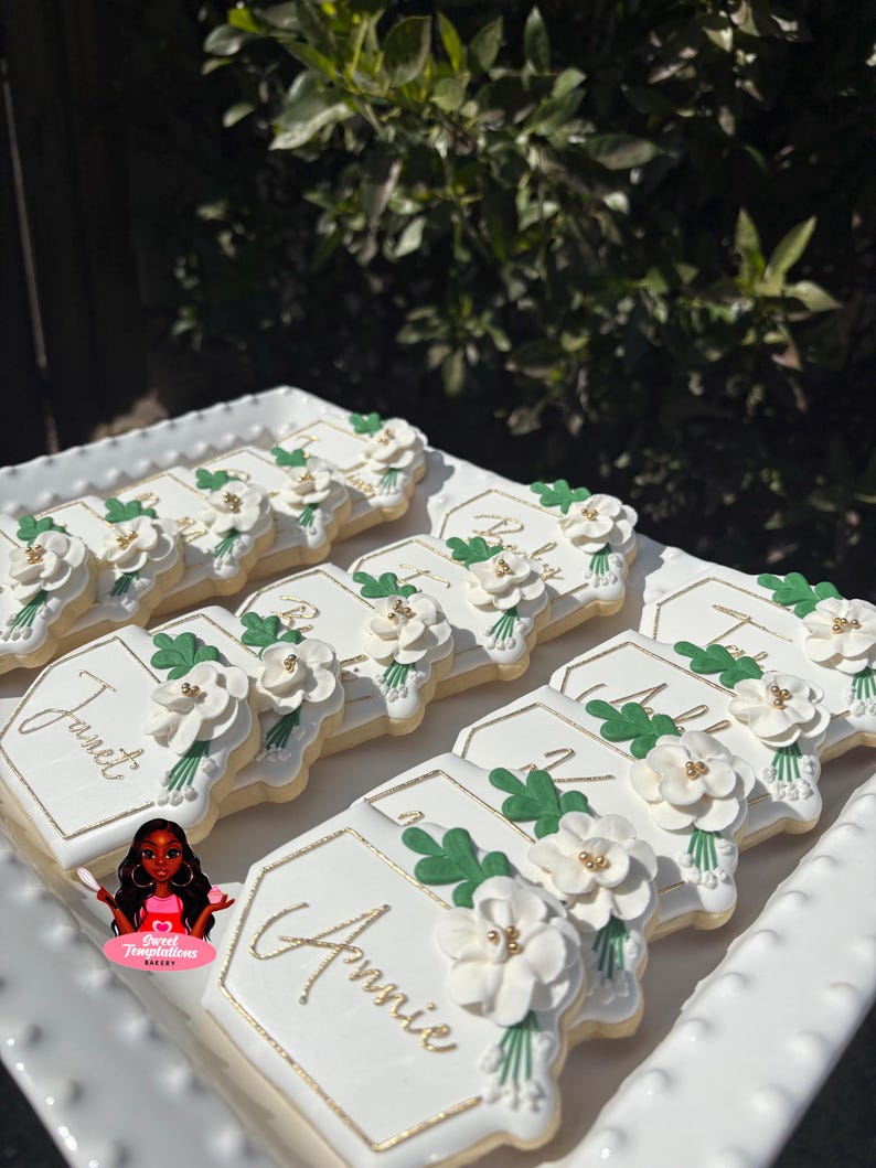 Custom Name Tag Sugar Cookies - Personalized Place Card Cookies for ...
