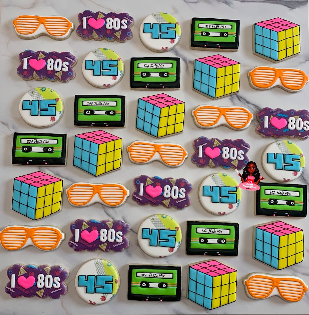 80s Theme Custom Sugar Cookies | Retro Party Favors | I Love 80s ...