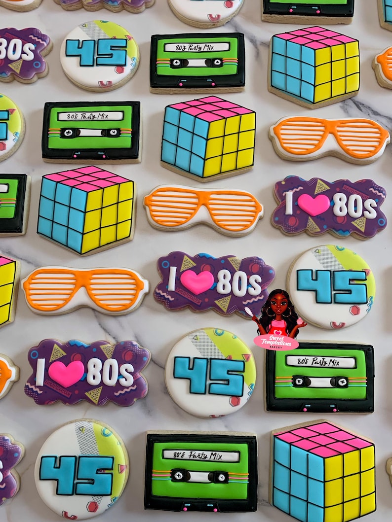 80s Theme Custom Sugar Cookies | Retro Party Favors | I Love 80s ...
