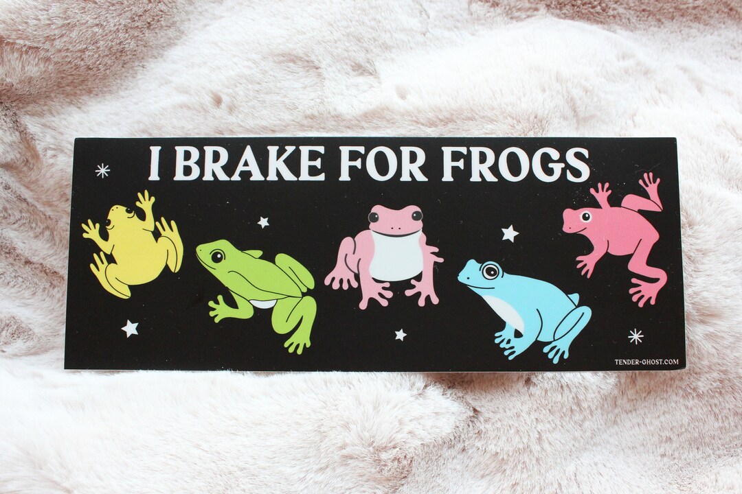 I Brake for Frogs Black Bumper Sticker - Etsy