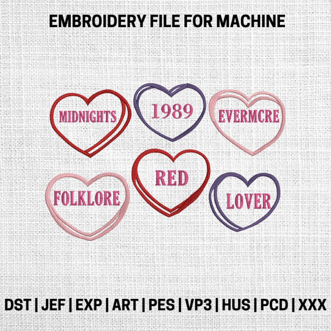 Swiftie Heart Embroidery Designs, Taytay Embroidery Pattern, Swifties Embroidery Designs, Gift ...