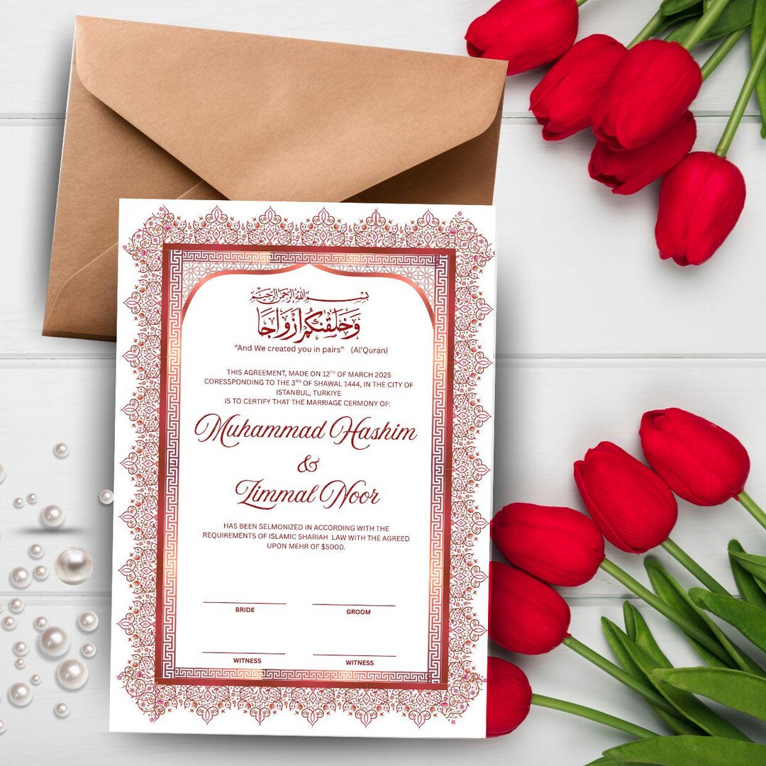 Luxury Theme Nikkah Contract Template,islamic Nikkah Contract, Muslim ...