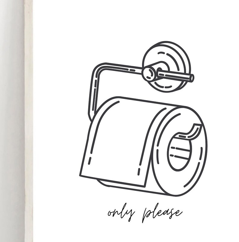 Toilet Paper Only Printable Sign, Modern Minimalist Bathroom Print ...