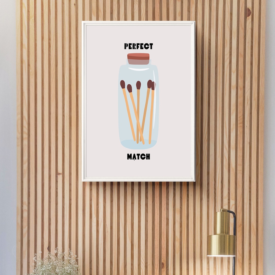 Perfect Match PRINTABLE, Retro Poster Print, Trendy Love Wall Art ...