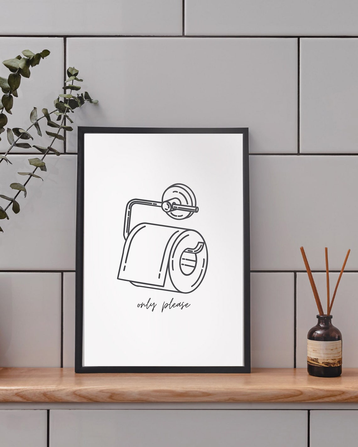 Toilet Paper Only Printable Sign, Modern Minimalist Bathroom Print ...