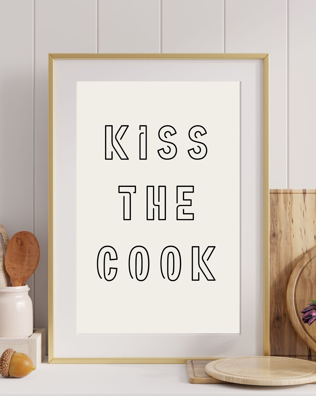 Kiss the Cook PRINTABLE, Aesthetic Kitchen Decor, Cute Cooking Art ...