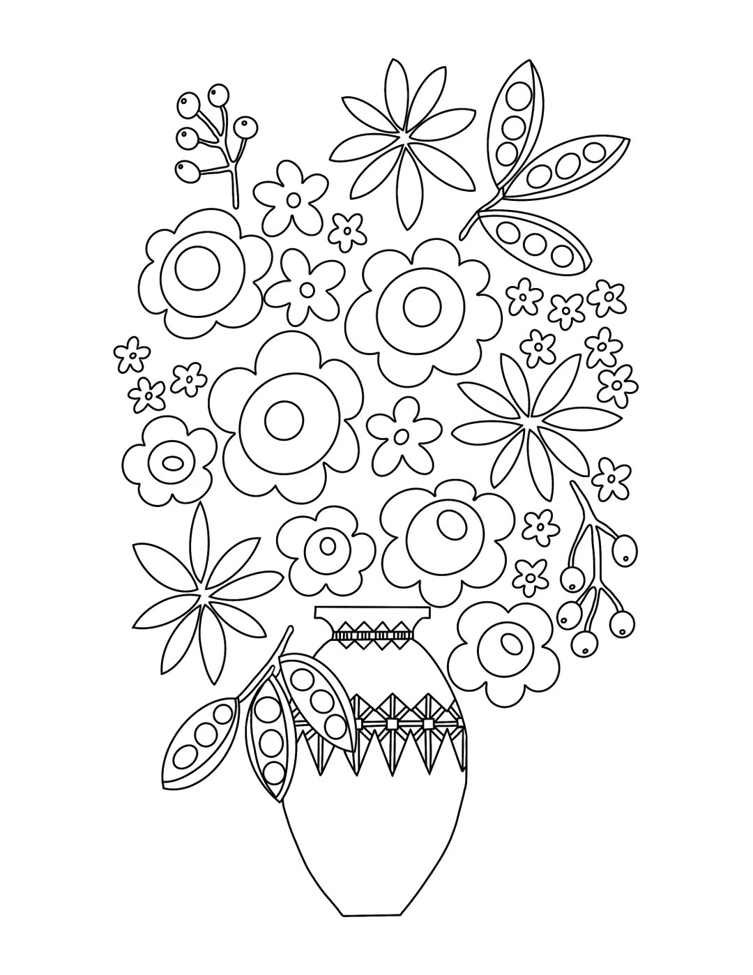 Floral Bouquet Coloring Pages Digital Download Printable - Etsy