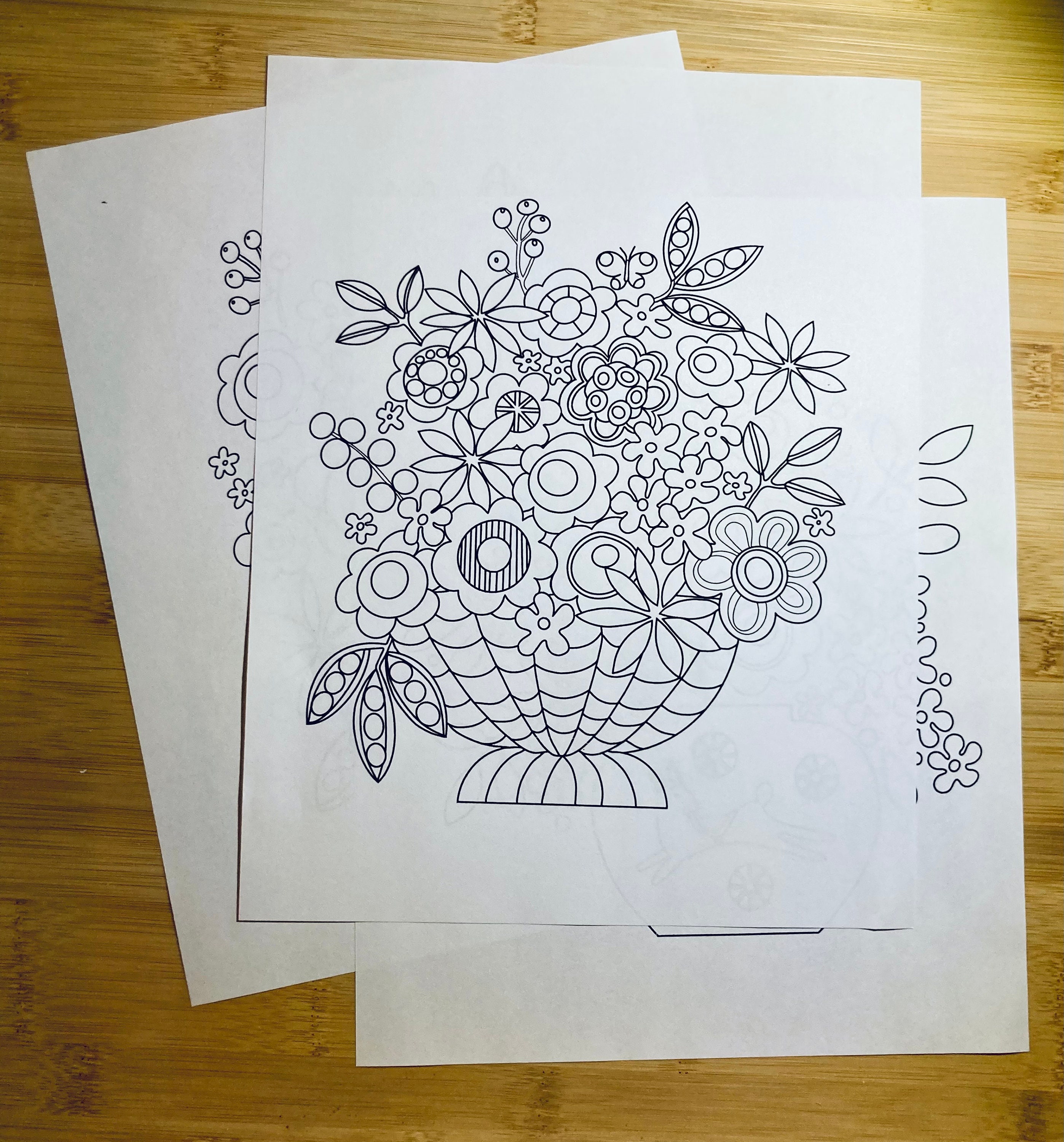 Floral Bouquet Coloring Pages Digital Download Printable - Etsy