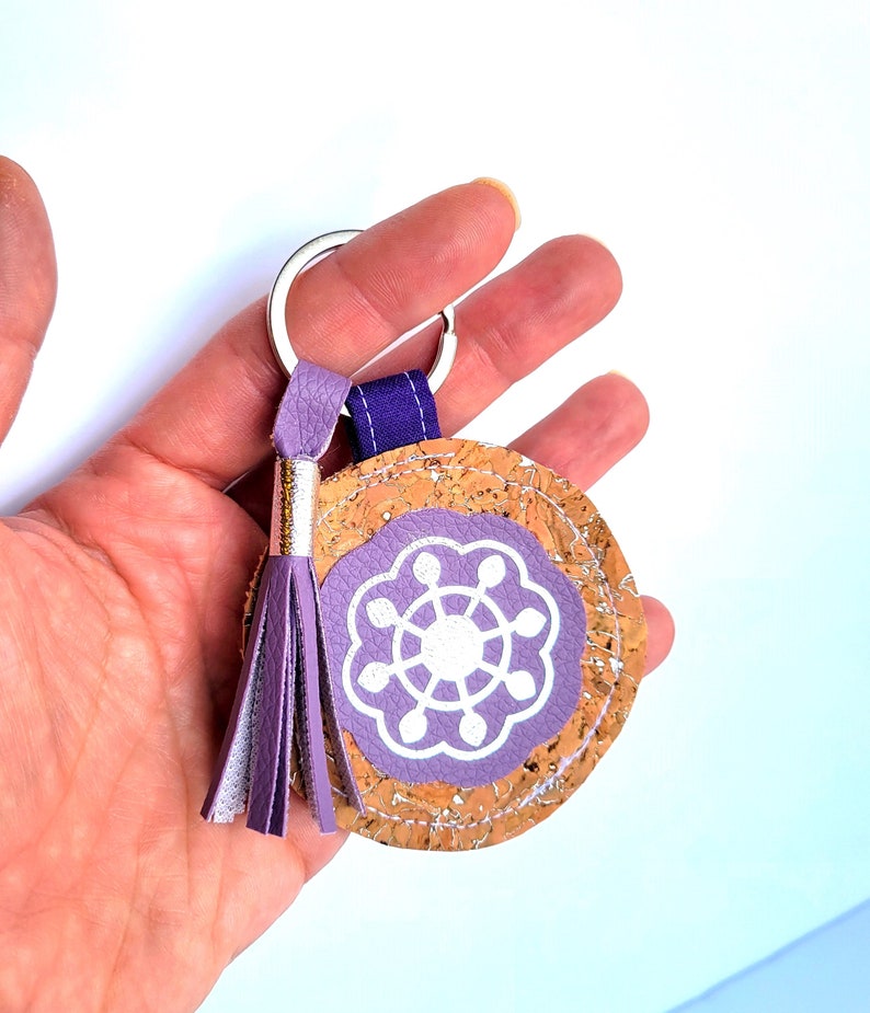 Faux Leather & Cork Buddhist Noble Eightfold Path Keychain With Tassel ...