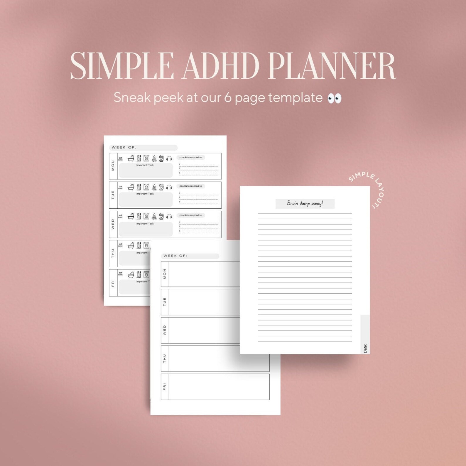 Simple Planner, Adhd Planner Adult, Adhd Planner Printable, ADHD ...