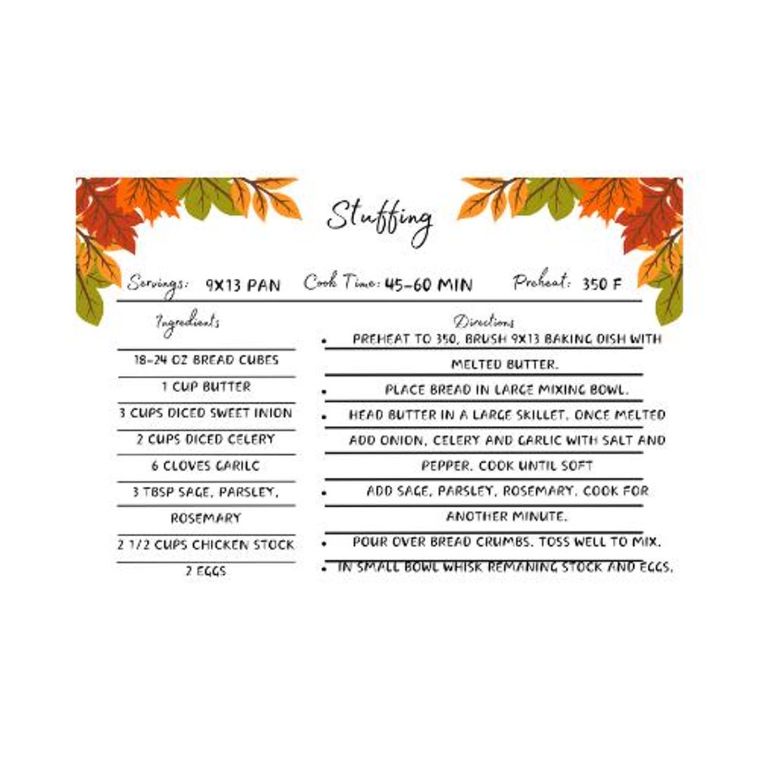 Editable Recipe Card Template, Fall Recipe Card, Diy Recipe Card. Print ...