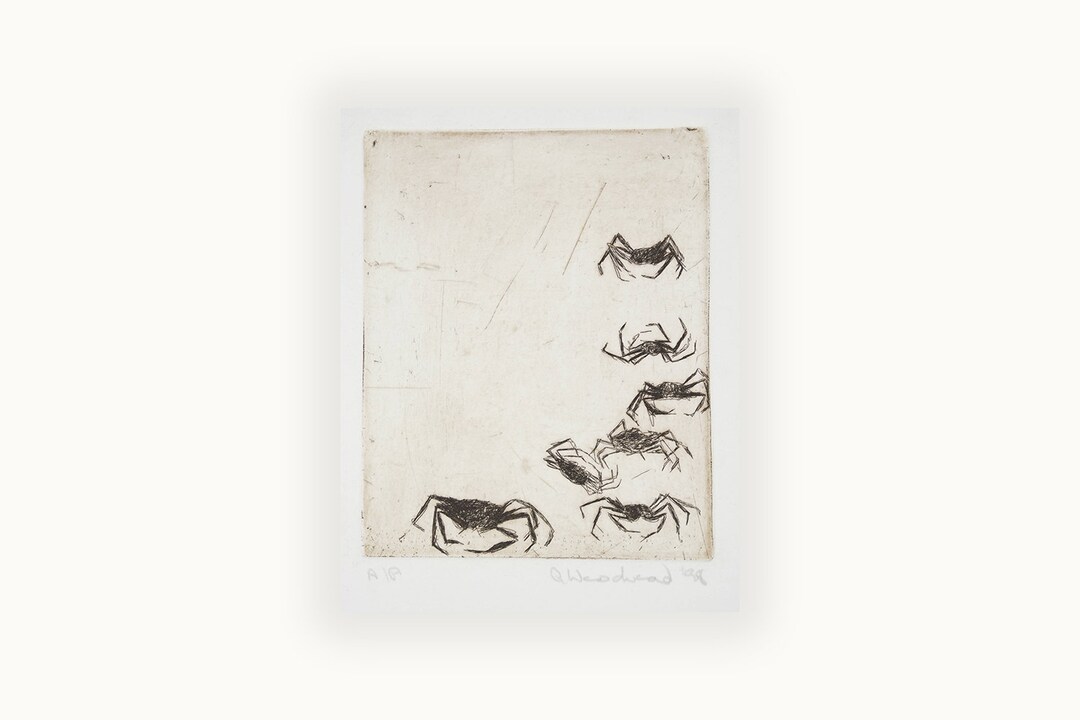 Minimal Etching by Australian Artist, Anne Woodward 'crabs' 1998 ...