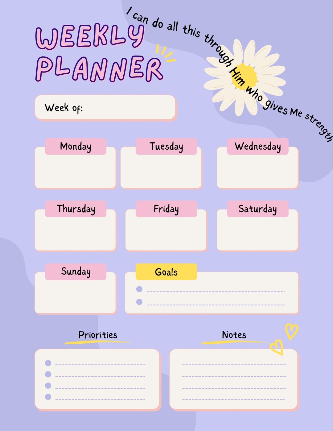 Bible Verse Weekly Planner Digital Print - Etsy