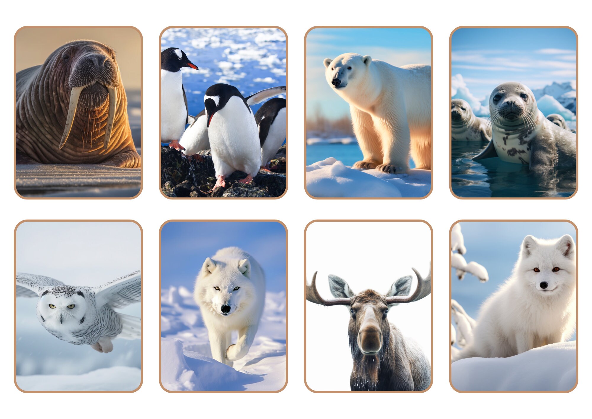 Arctic Animal Flashcards - Etsy