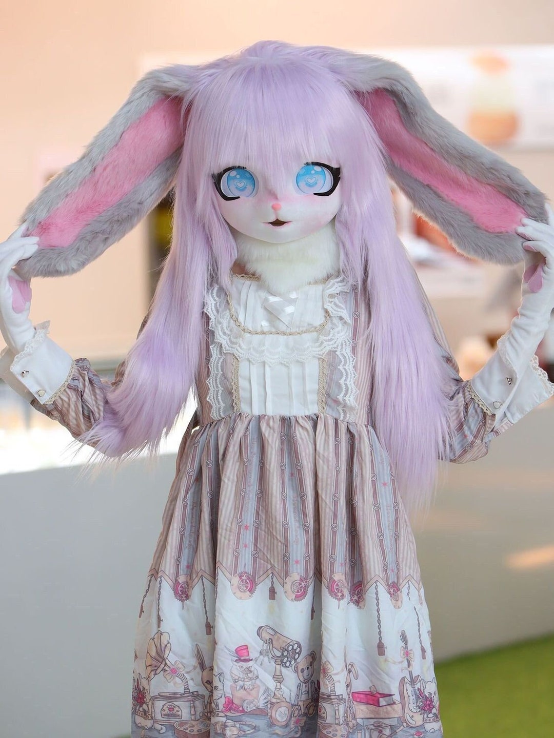 Kig Bunny Furrysuit Cosplay Mask Head, Kig Rabbit Anime Costume Mask ...