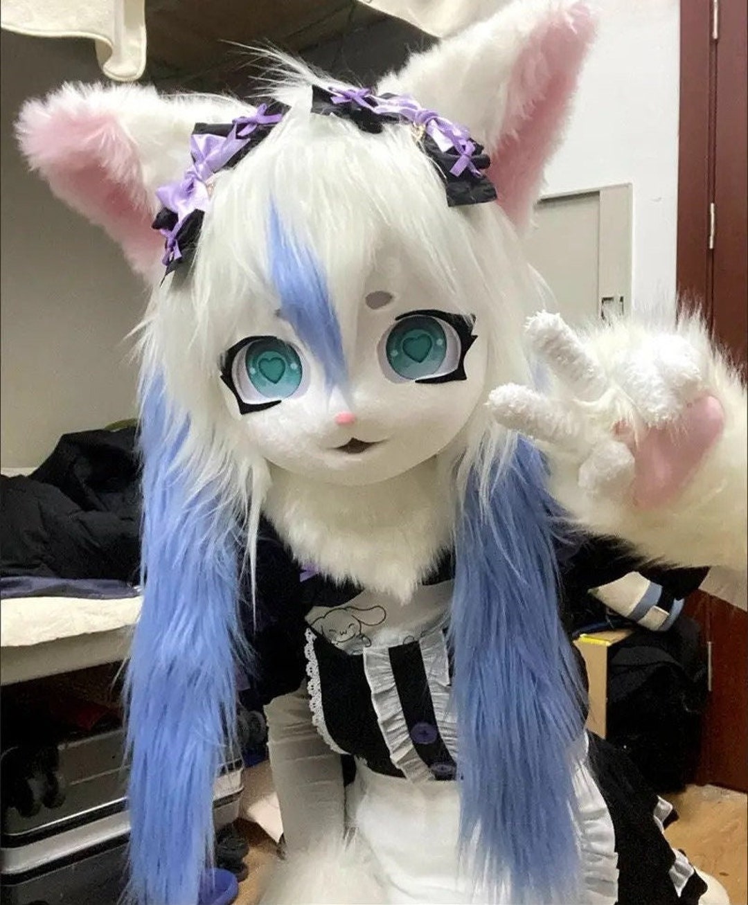 Cute Kemono Cat Furrysuit Mask for Kids and Adults, Furry Cat Cosplay ...