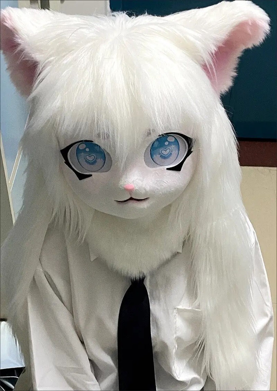 White Cat Cosplay Furry Mask Head, Kig White Anime Costume Mask, White ...