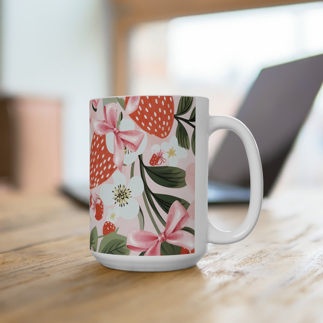 Strawberry Mug Cottagecore Mug Coquette Mug Preppy Stuff Cute Mugs ...