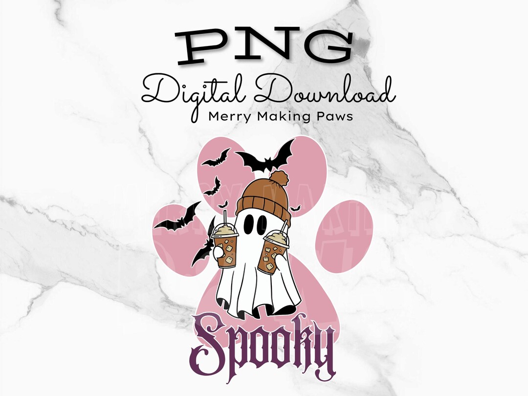 Halloween| Spooky | Coffee Ghost Paw Print PNG Clipart Digital Download ...