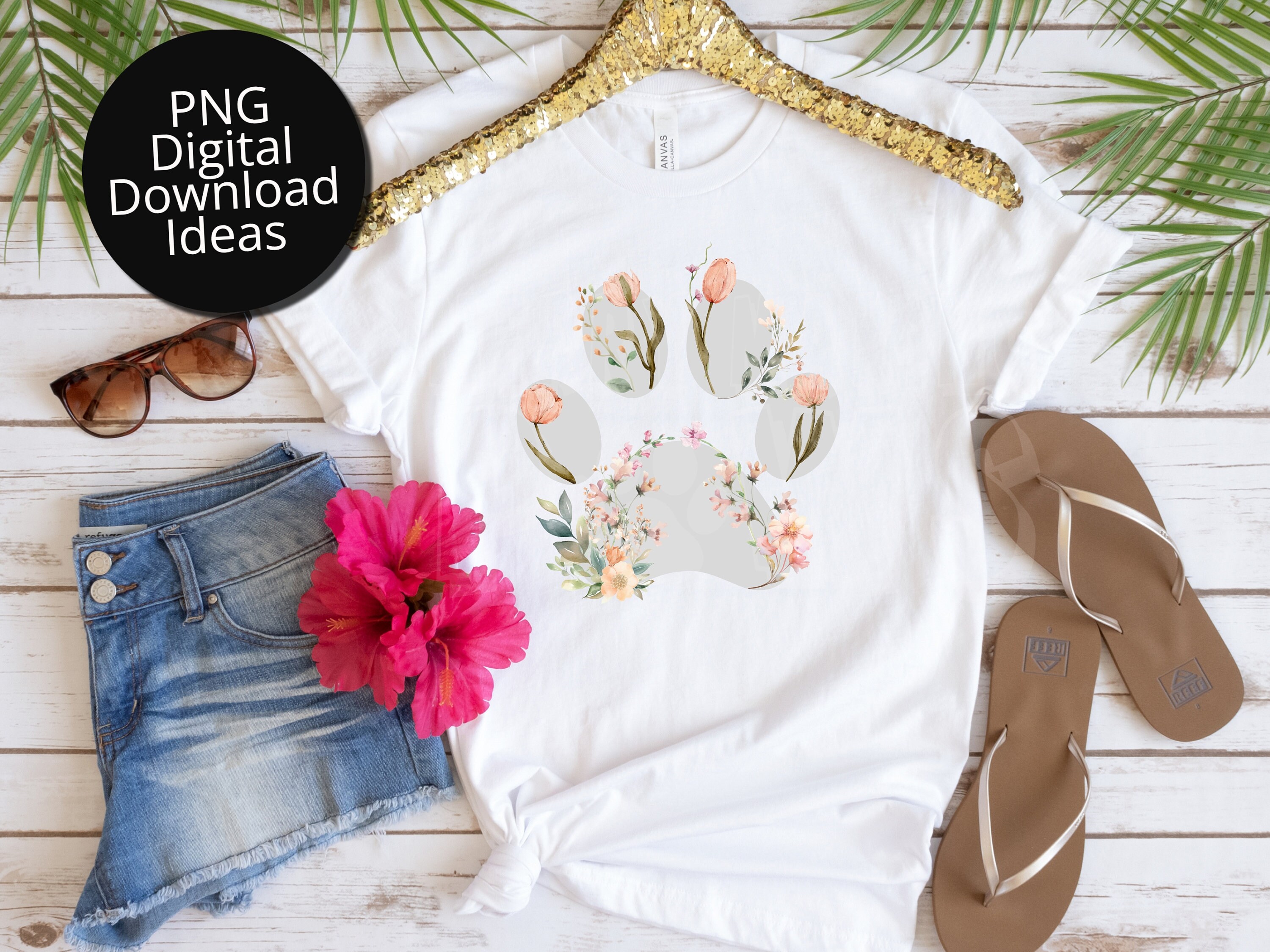Pink Flower Paw Print PNG Clipart Digital Download | Great for Printing ...