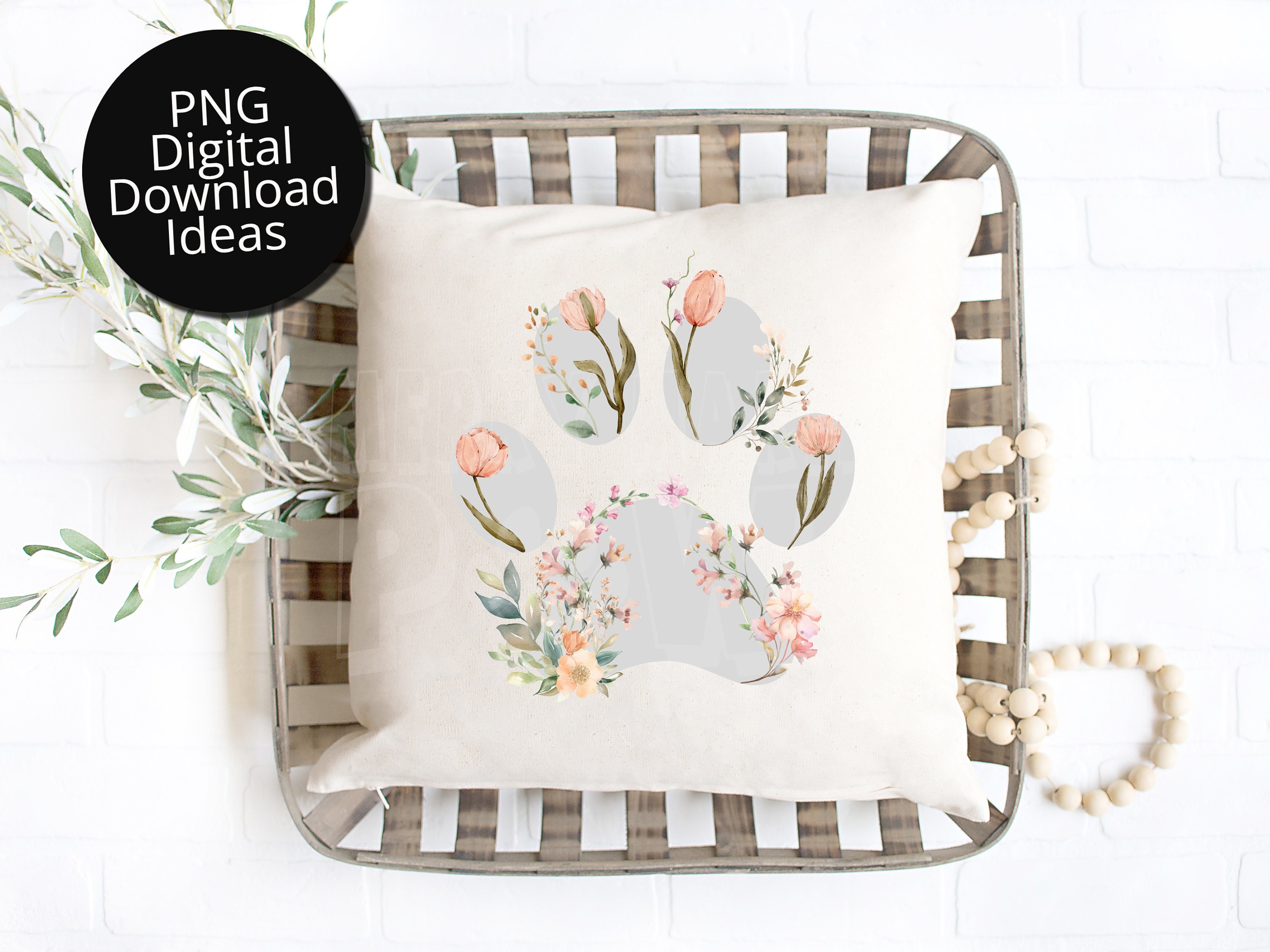 Pink Flower Paw Print PNG Clipart Digital Download | Great for Printing ...